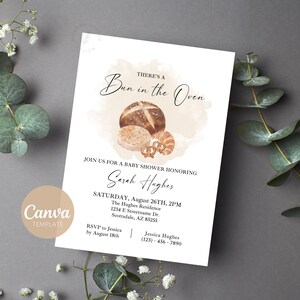 Baby Shower Invitation Template | Bun in the Oven | Bread Food Themed ...