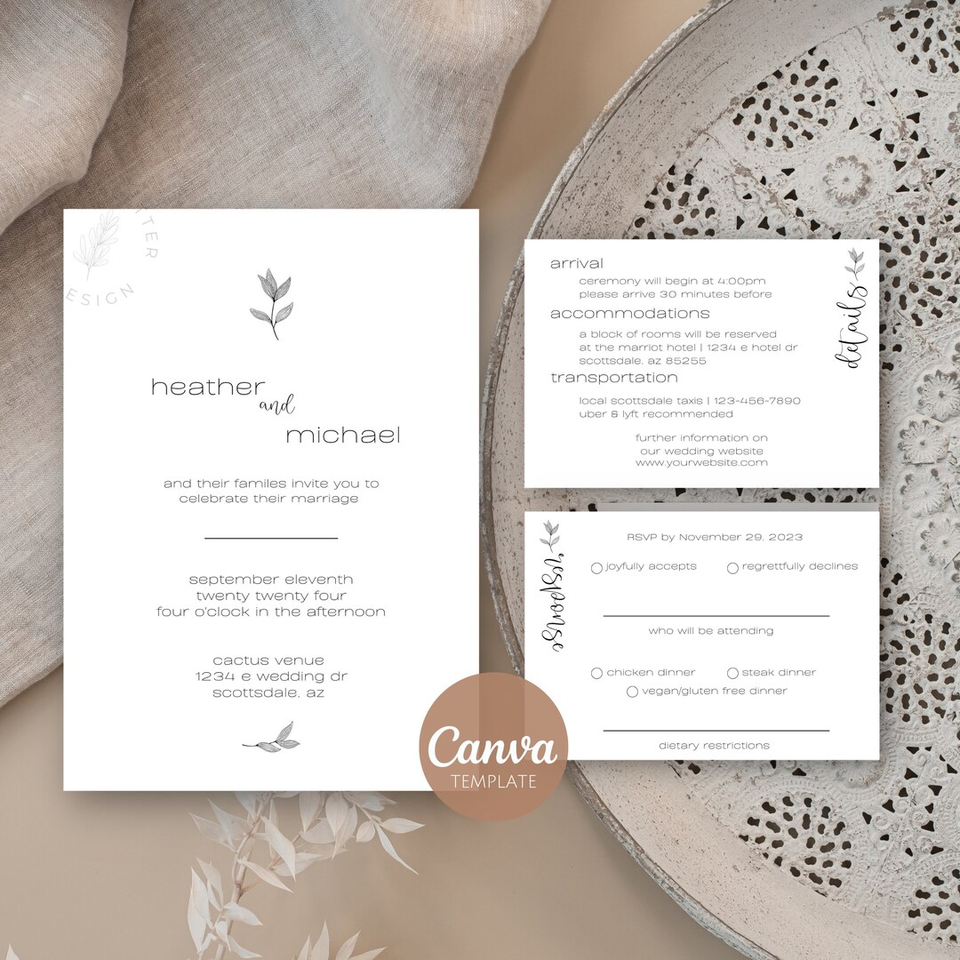 Wedding Bundle Invitation Suite Template | Invitation, Details & RSVP ...