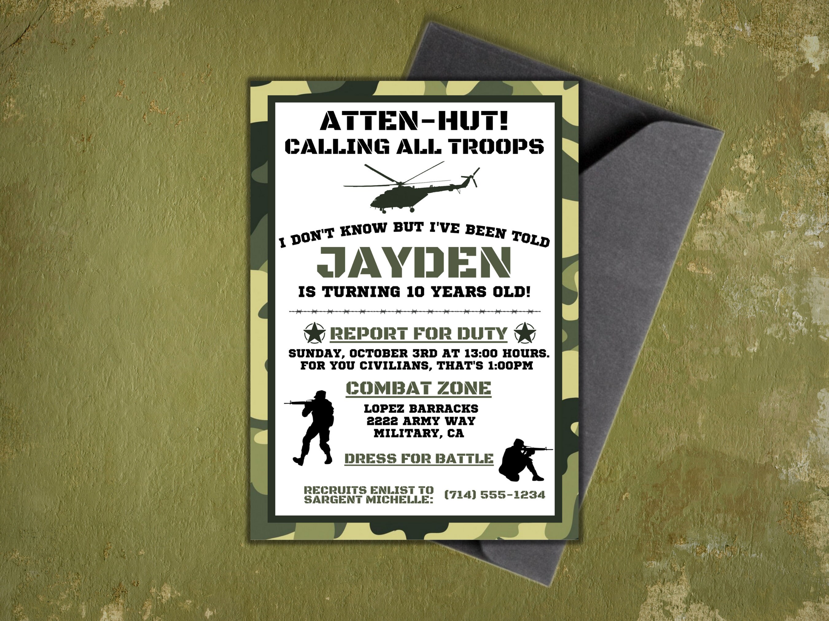 Army Invitation, Army Birthday Invitation, Army Invitation, Army Party ...