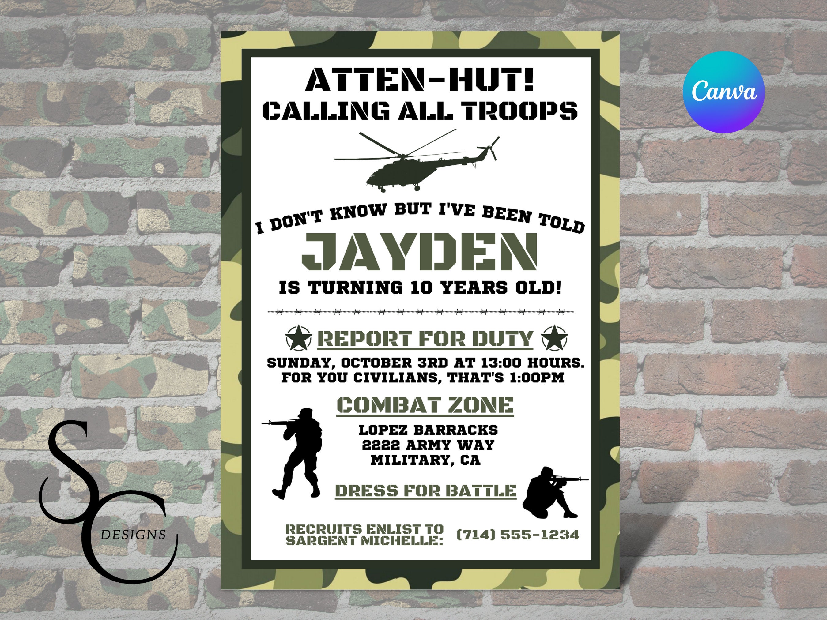 Army Invitation, Army Birthday Invitation, Army Invitation, Army Party ...