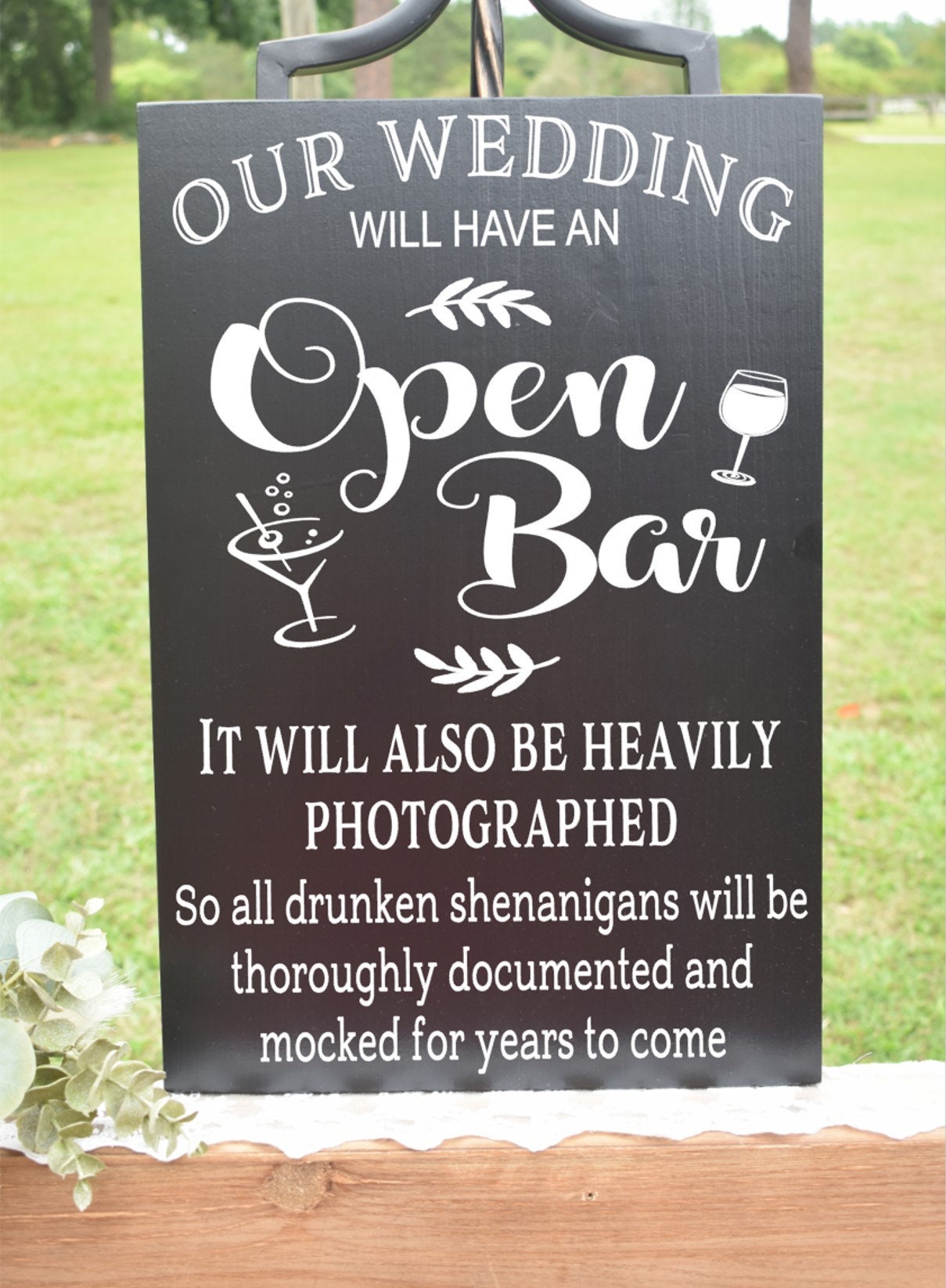 Classic Open Bar Style 1 Solid Wood Wedding Sign Black - Etsy
