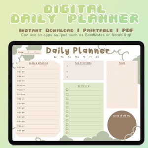 Digital Daily Planner for Goodnotes / Undated Daily Planner / Cute ...