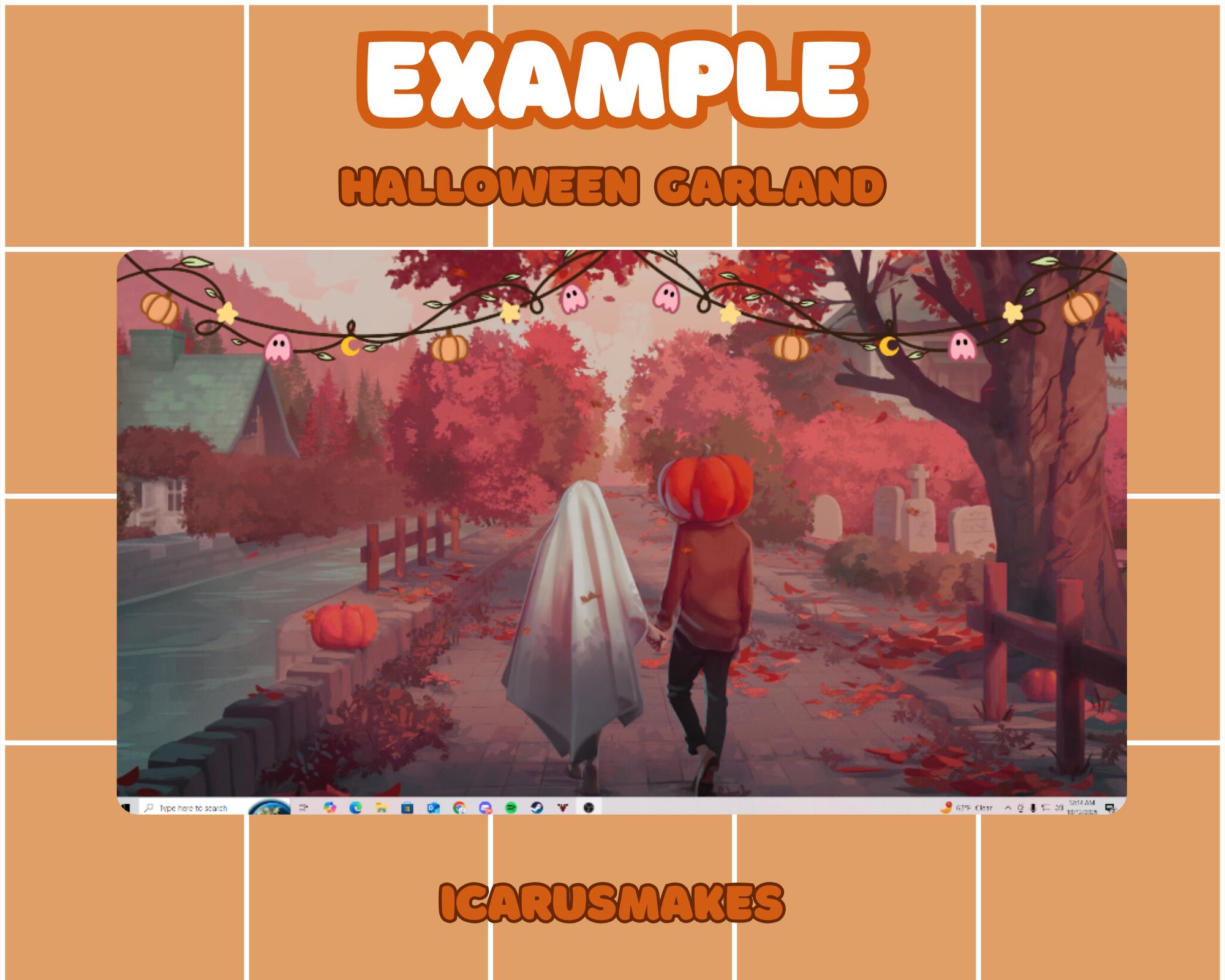 Halloween Pink Ghost Cottagecore Garland for Twitch | String Light ...