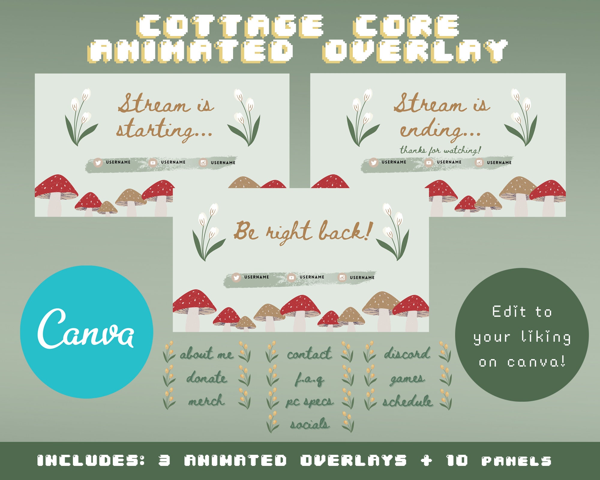 Plantilla animada Canva Twith Overlay + Paneles Twitch / Tema ...