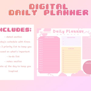 Digital Daily Planner for Goodnotes / Undated Daily Planner / Cute ...