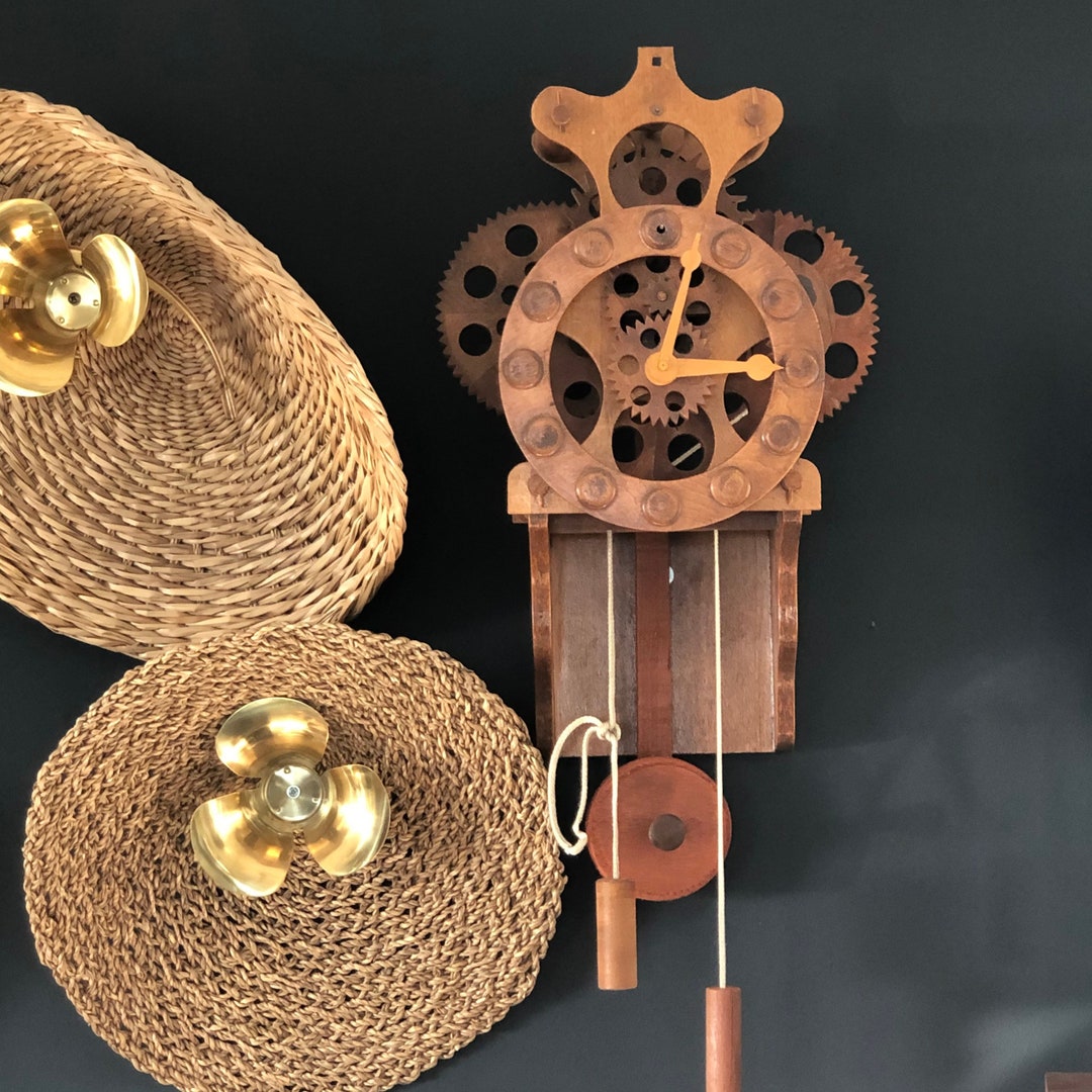 23” Decorative Vintage Wood Gear Mechanic Wall Clock FREE SHIPPING - Etsy