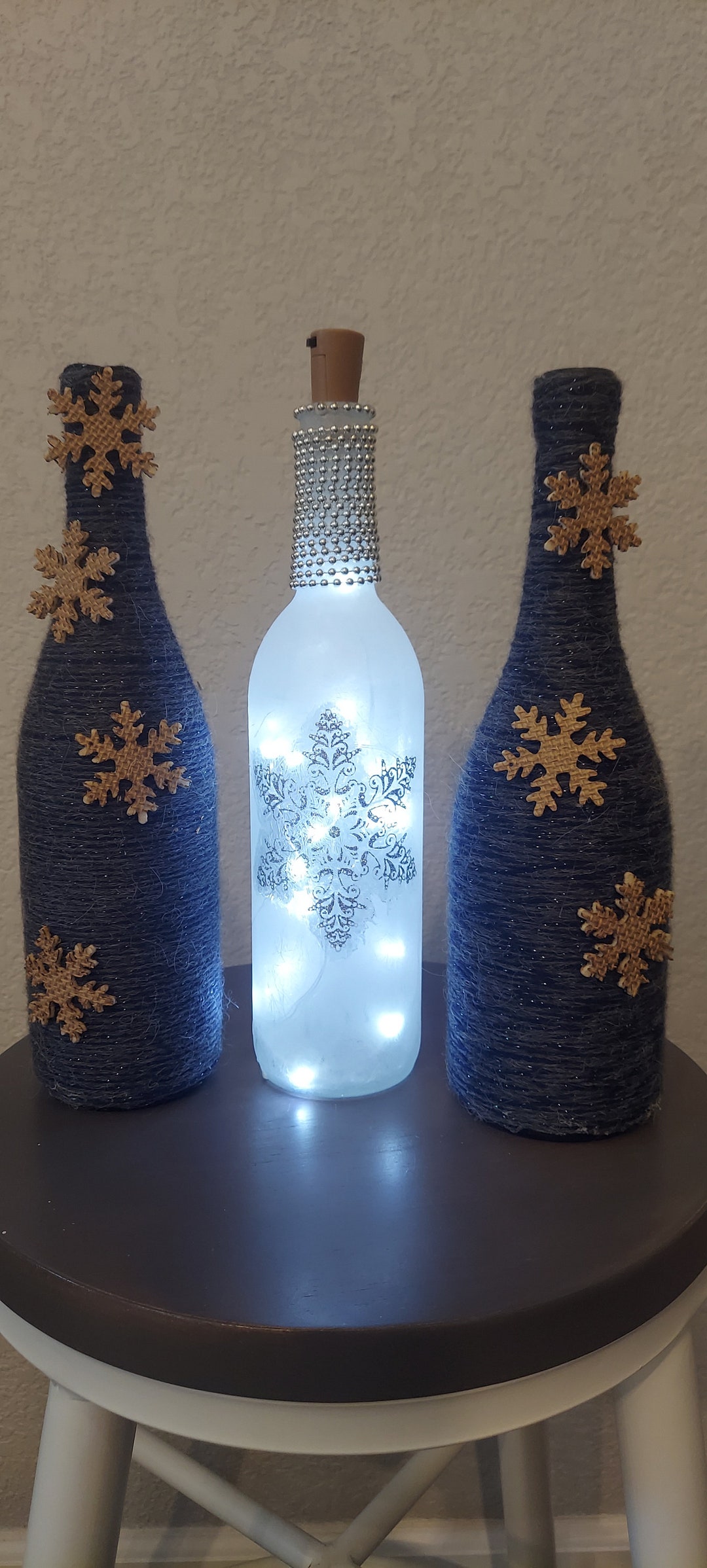 Rustic Winter Wine Bottle Decor - Etsy