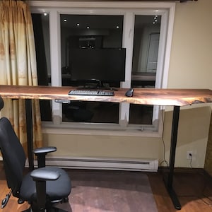 Live Edge Computer Desk, Dual Motor Sit-stand Height Adjustable. We Pay ...