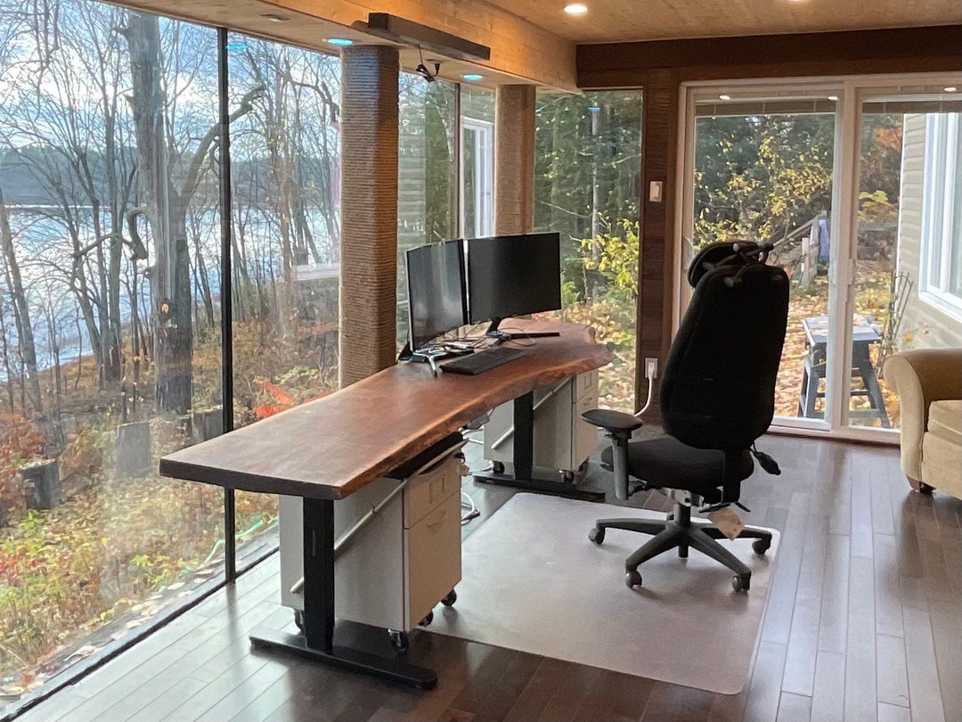 Live Edge Computer Desk, Dual Motor Sit-stand Height Adjustable. We Pay ...