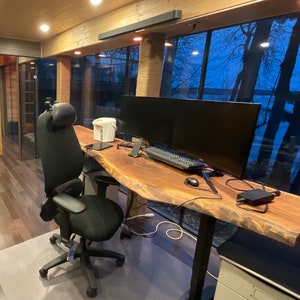Live Edge Computer Desk, Dual Motor Sit-stand Height Adjustable. We Pay ...