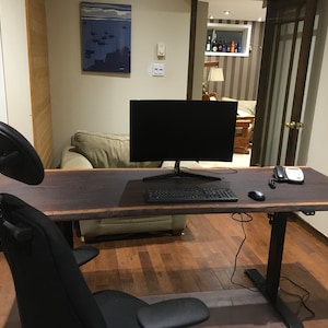 Live Edge Computer Desk, Dual Motor Sit-stand Height Adjustable. We Pay ...