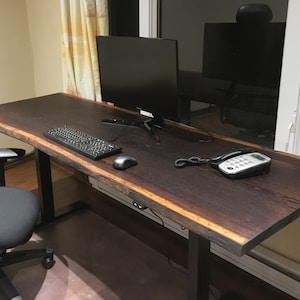 Live Edge Computer Desk, Dual Motor Sit-stand Height Adjustable. We Pay ...