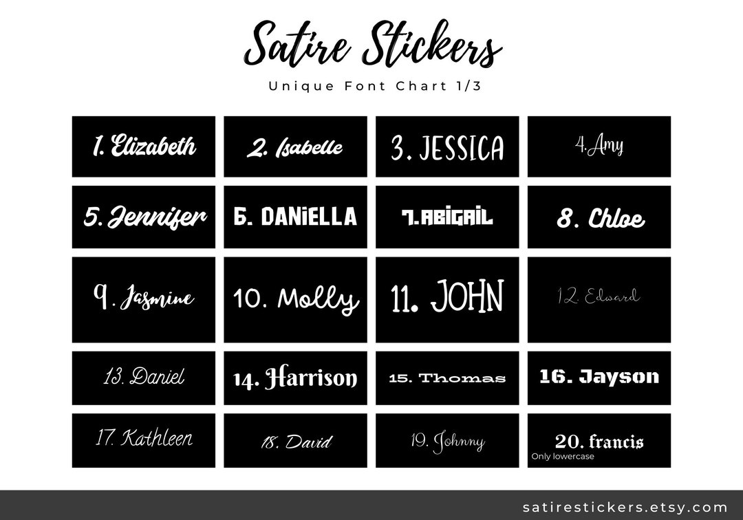 Unique Fonts Premium Vinyl Custom Name Decal Lettering - Etsy