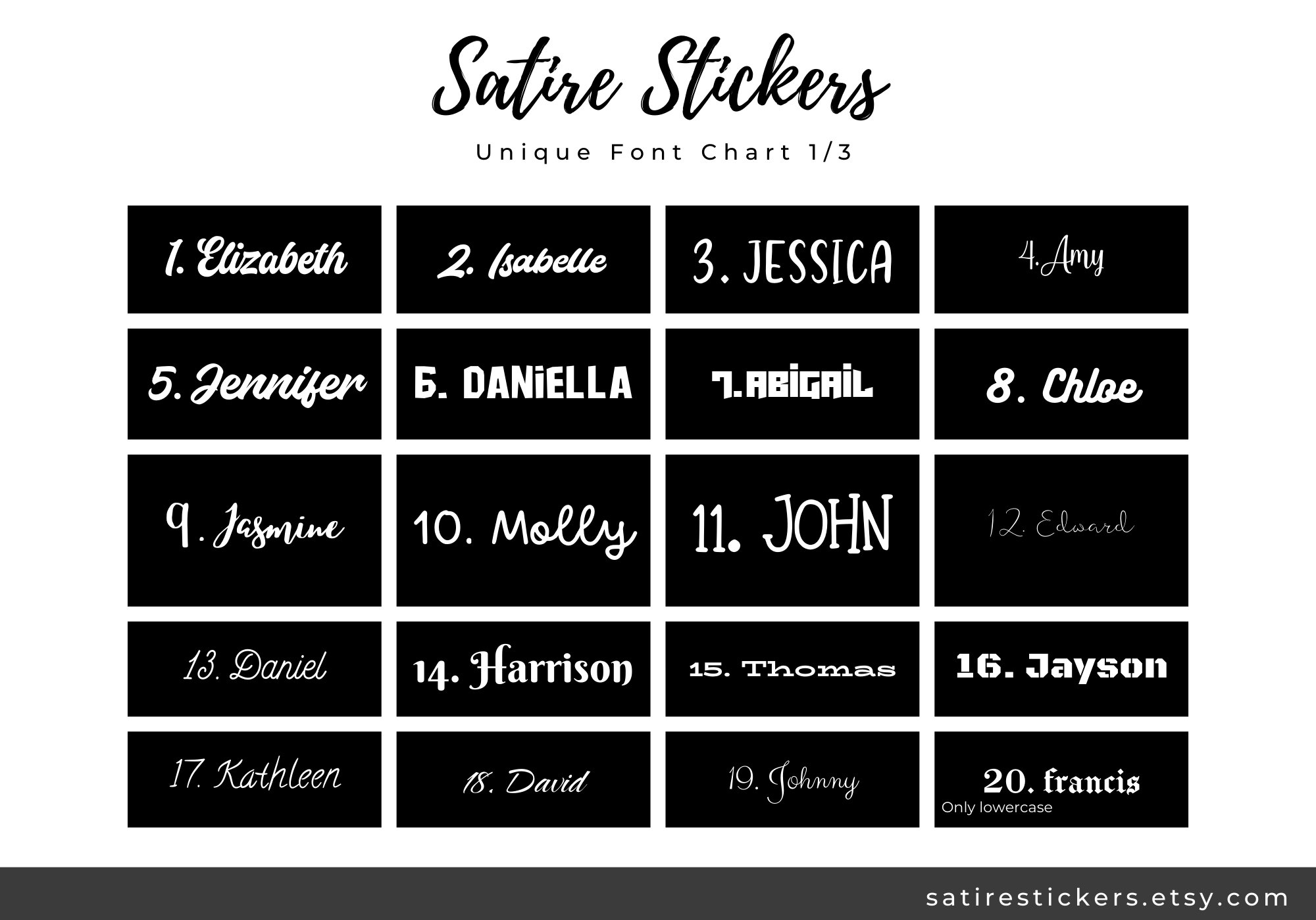 Unique Fonts Premium Vinyl Custom Name Decal Lettering - Etsy