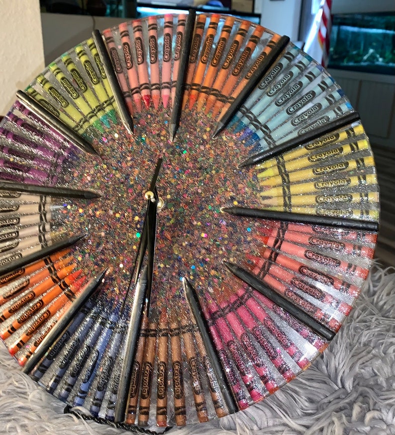 Resin Clock, Crayon Clock, Classroom Decor, Gift for Teacher, Nursery ...