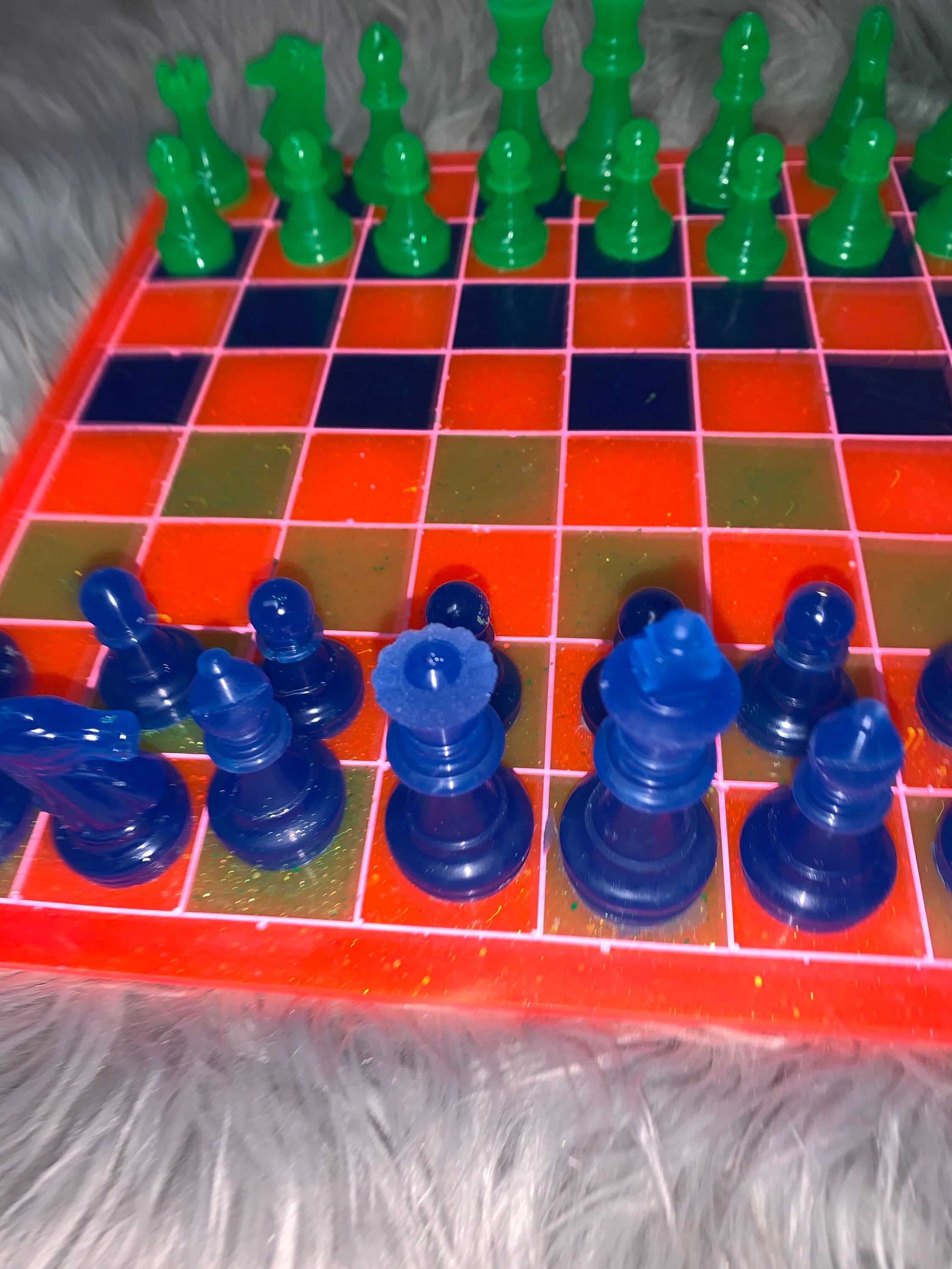 Neon Colors Chess Set, Resin Chess Set, Family Game Night, Strategy ...