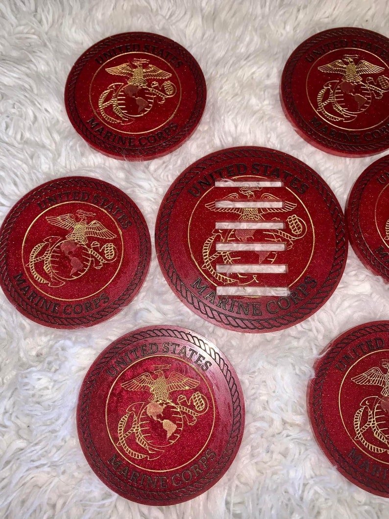USMC Coasters, Marine Corps Coasters, Military Coasters, Military Decor ...