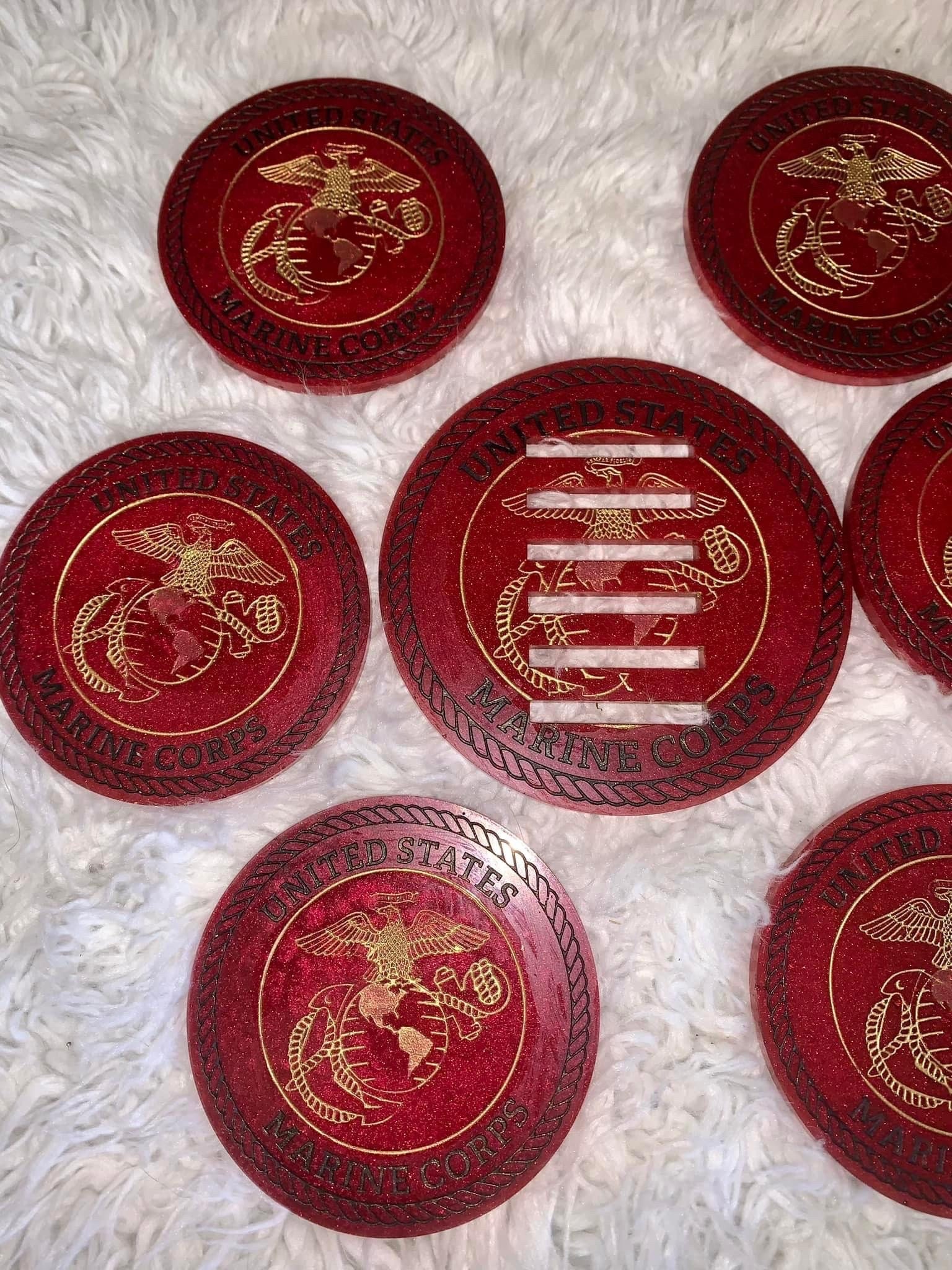 USMC Coasters, Marine Corps Coasters, Military Coasters, Military Decor ...