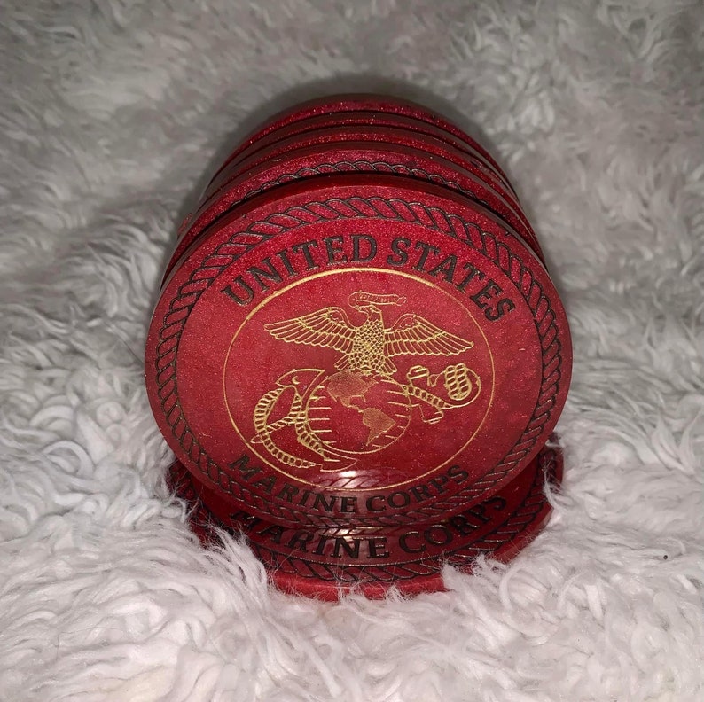 USMC Coasters, Marine Corps Coasters, Military Coasters, Military Decor ...