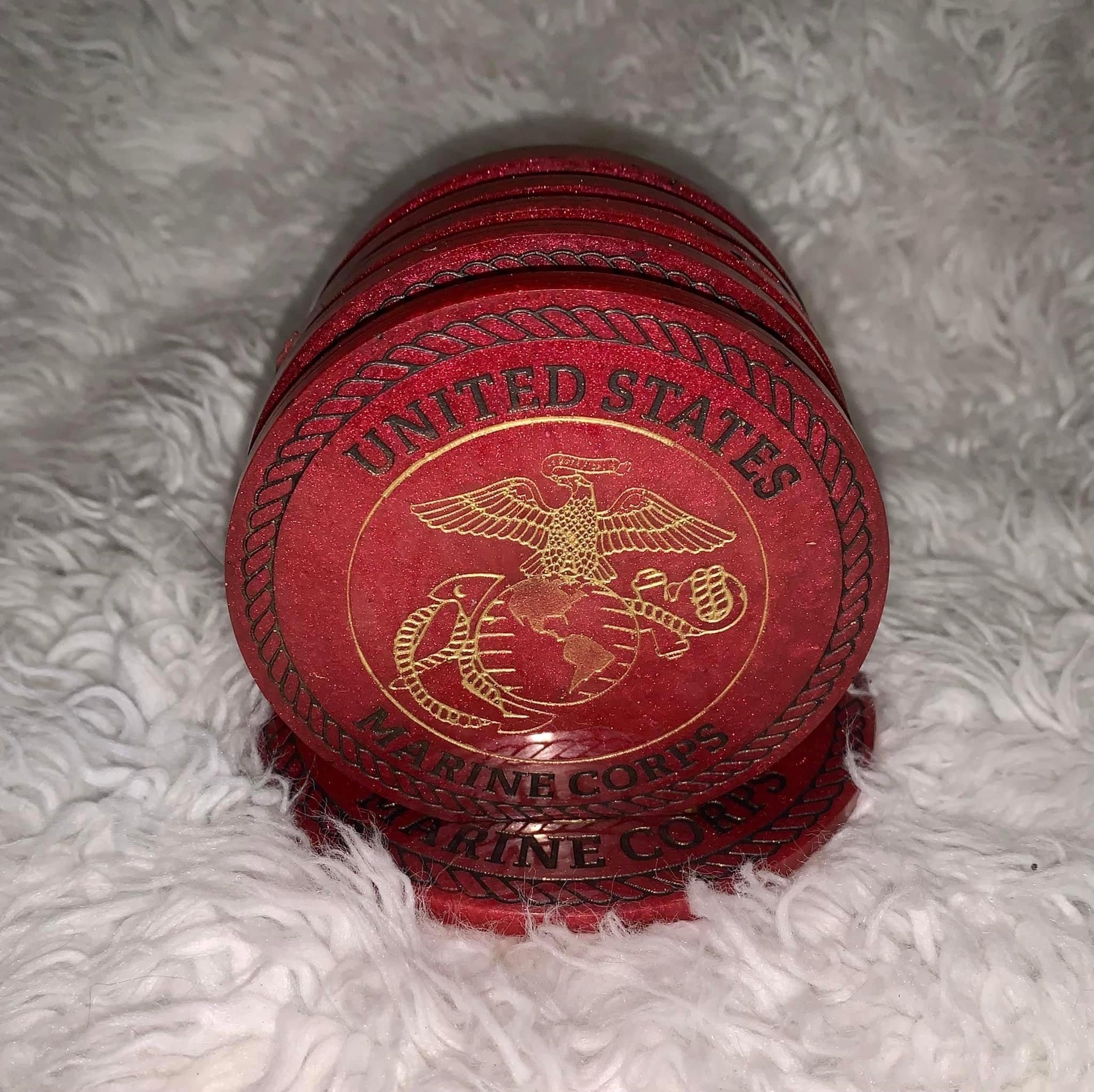 USMC Coasters, Marine Corps Coasters, Military Coasters, Military Decor ...