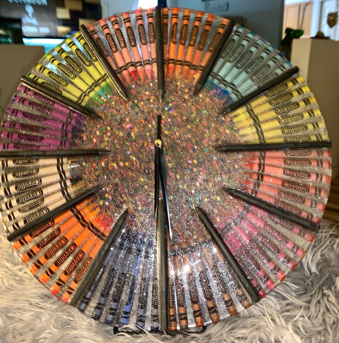 Resin Clock, Crayon Clock, Classroom Decor, Gift for Teacher, Nursery ...