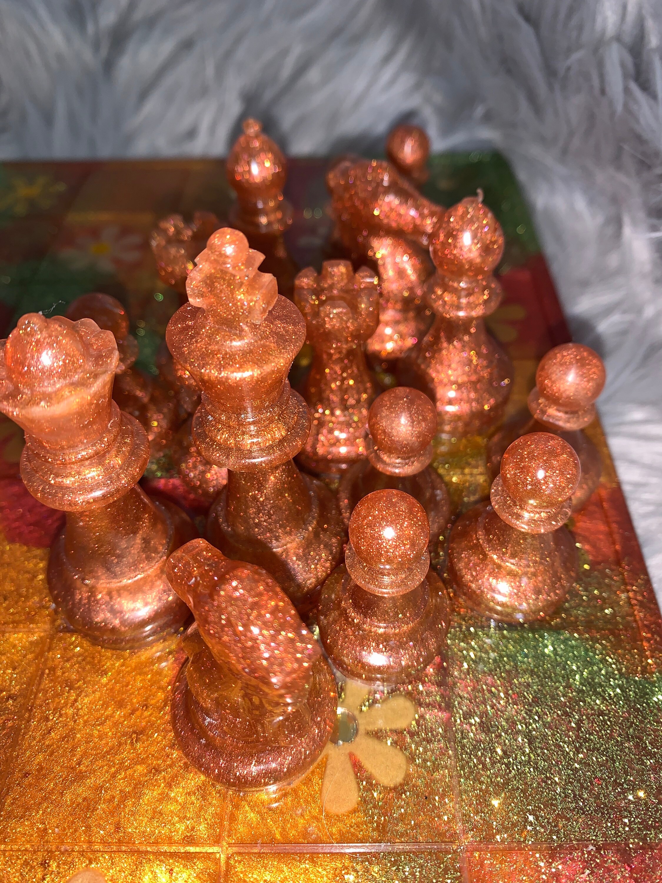 Chess Set With Flowers, Resin Chess Set, Family Game Night, Strategy ...