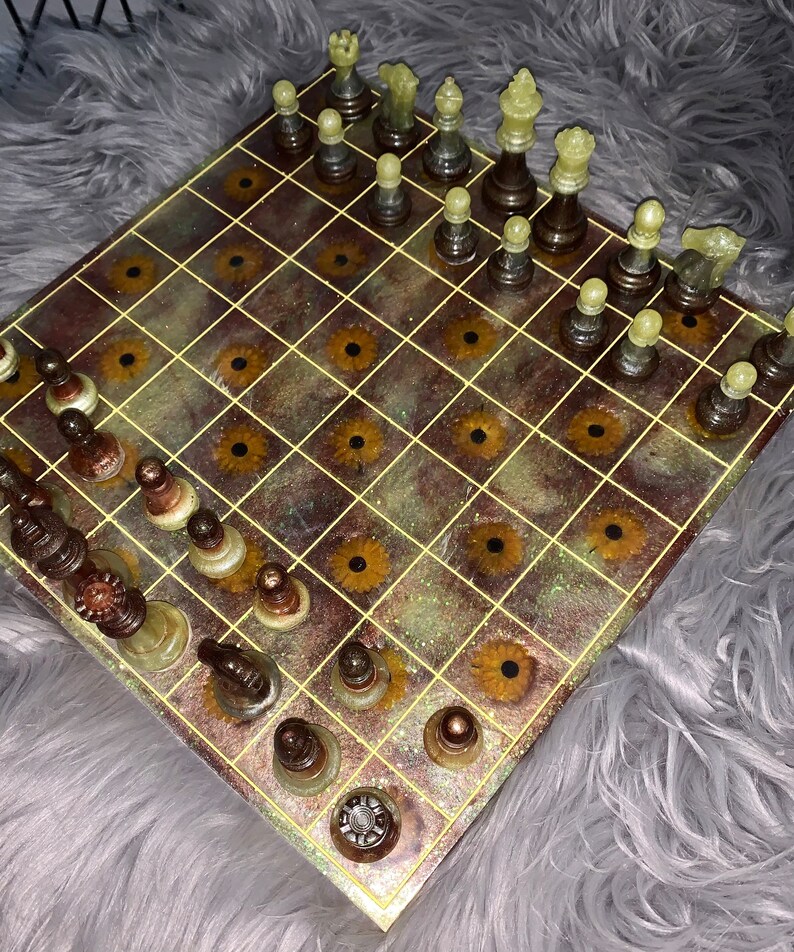 Floral Chess Set, Resin Chess Board, Strategy Game, Family Game Night ...