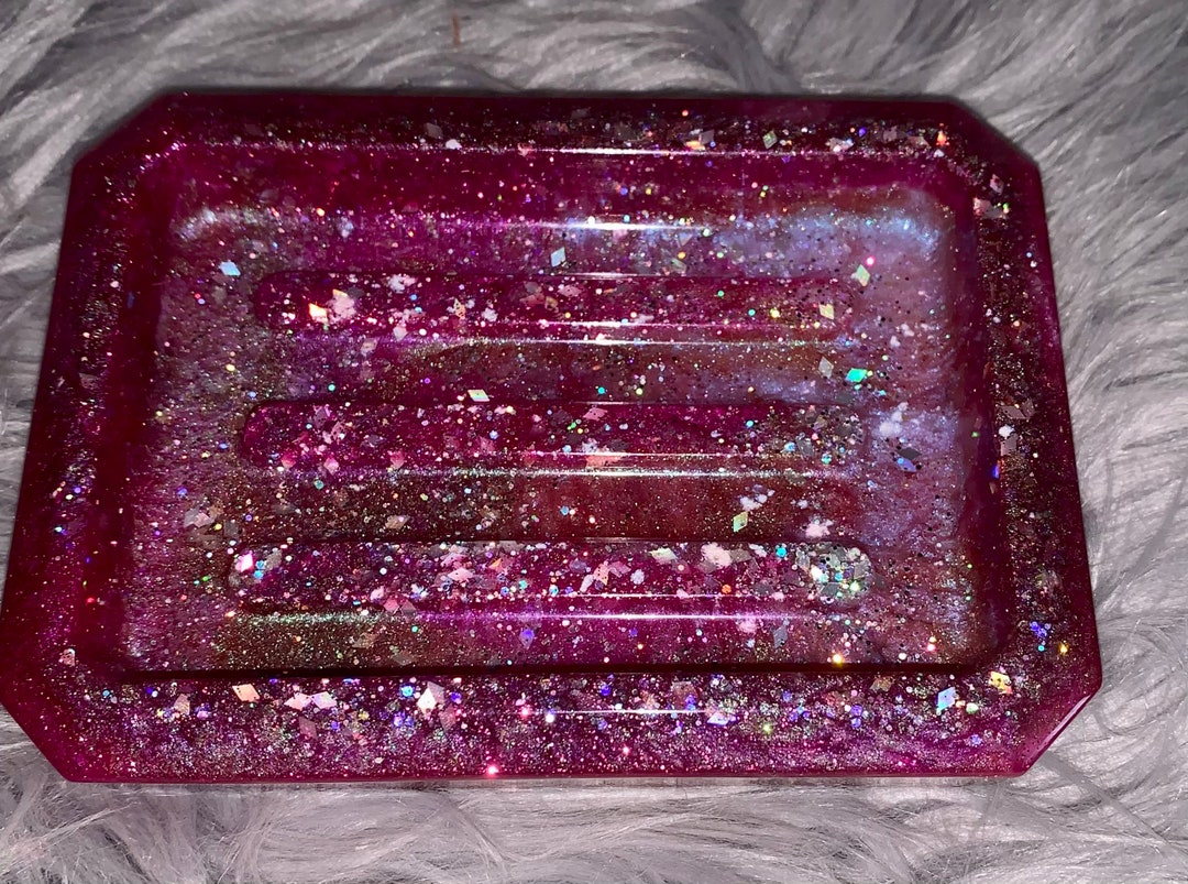 Soap Dish, Resin Soap Dish, Bathroom Decor, Pink and Gold Soap Dish ...
