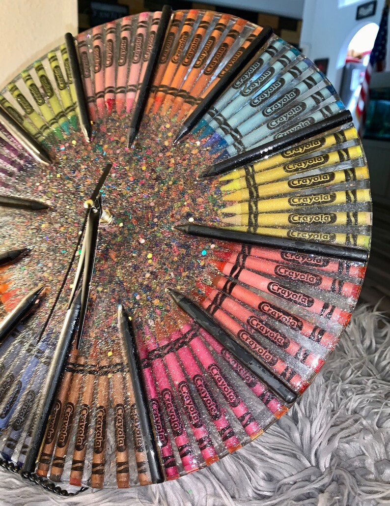 Resin Clock, Crayon Clock, Classroom Decor, Gift for Teacher, Nursery ...