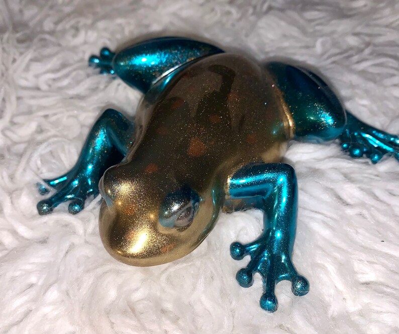 Resin Frog, Glitter Frog, Paperweight, Resin Frog, Multi Colored Frog ...