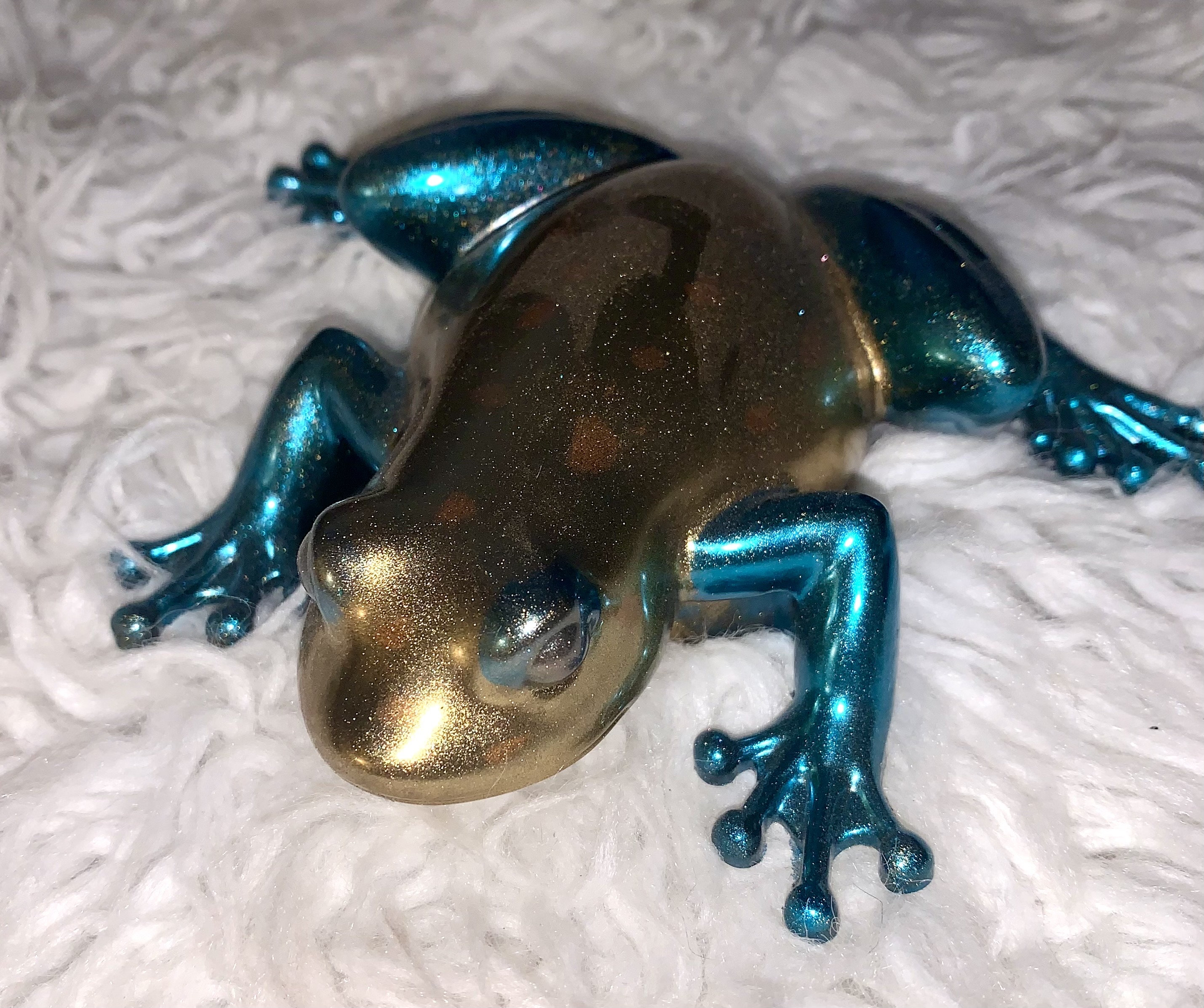 Resin Frog, Glitter Frog, Paperweight, Resin Frog, Multi Colored Frog ...
