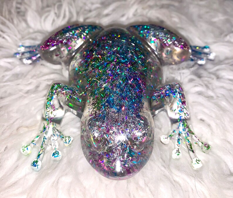 Resin Frog, Glitter Frog, Paperweight, Resin Frog, Multi Colored Frog ...