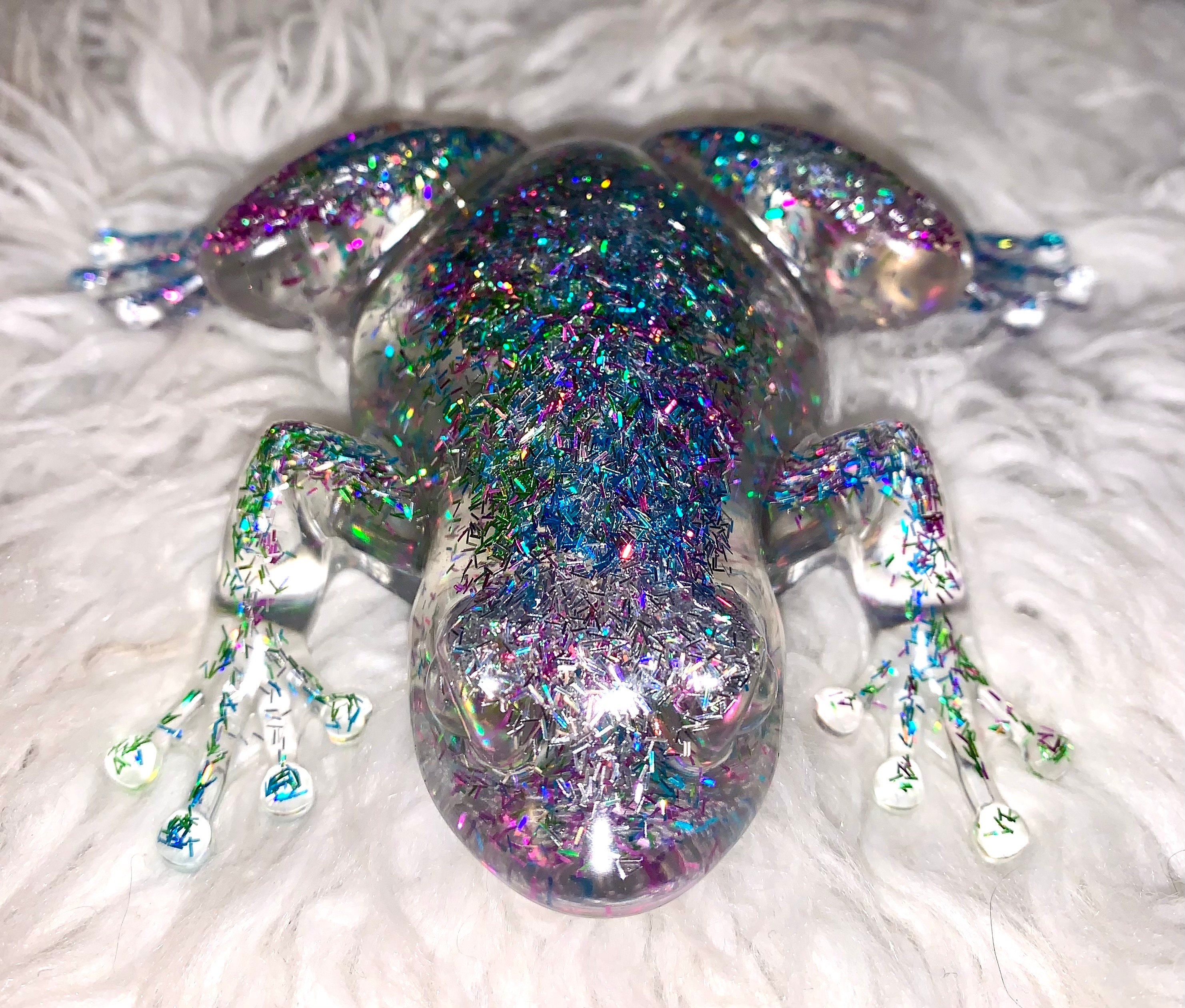 Resin Frog, Glitter Frog, Paperweight, Resin Frog, Multi Colored Frog ...