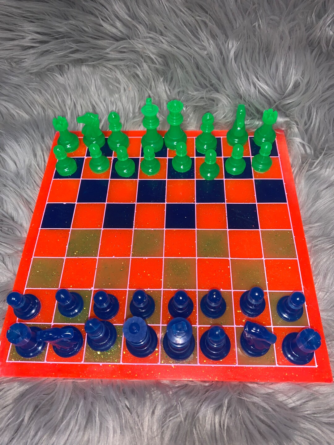 Neon Colors Chess Set, Resin Chess Set, Family Game Night, Strategy ...