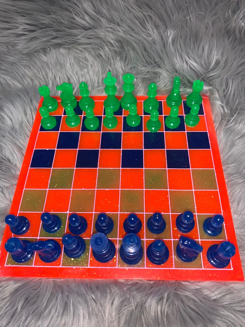 Neon Colors Chess Set, Resin Chess Set, Family Game Night, Strategy ...