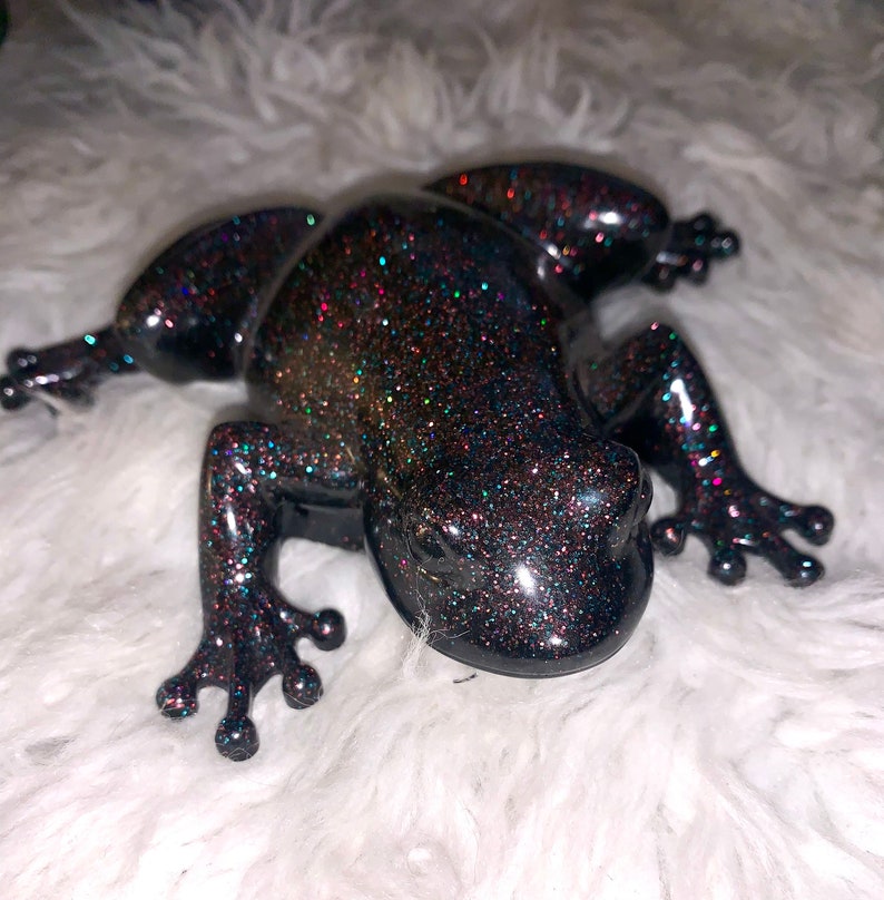 Resin Frog, Glitter Frog, Paperweight, Resin Frog, Multi Colored Frog ...