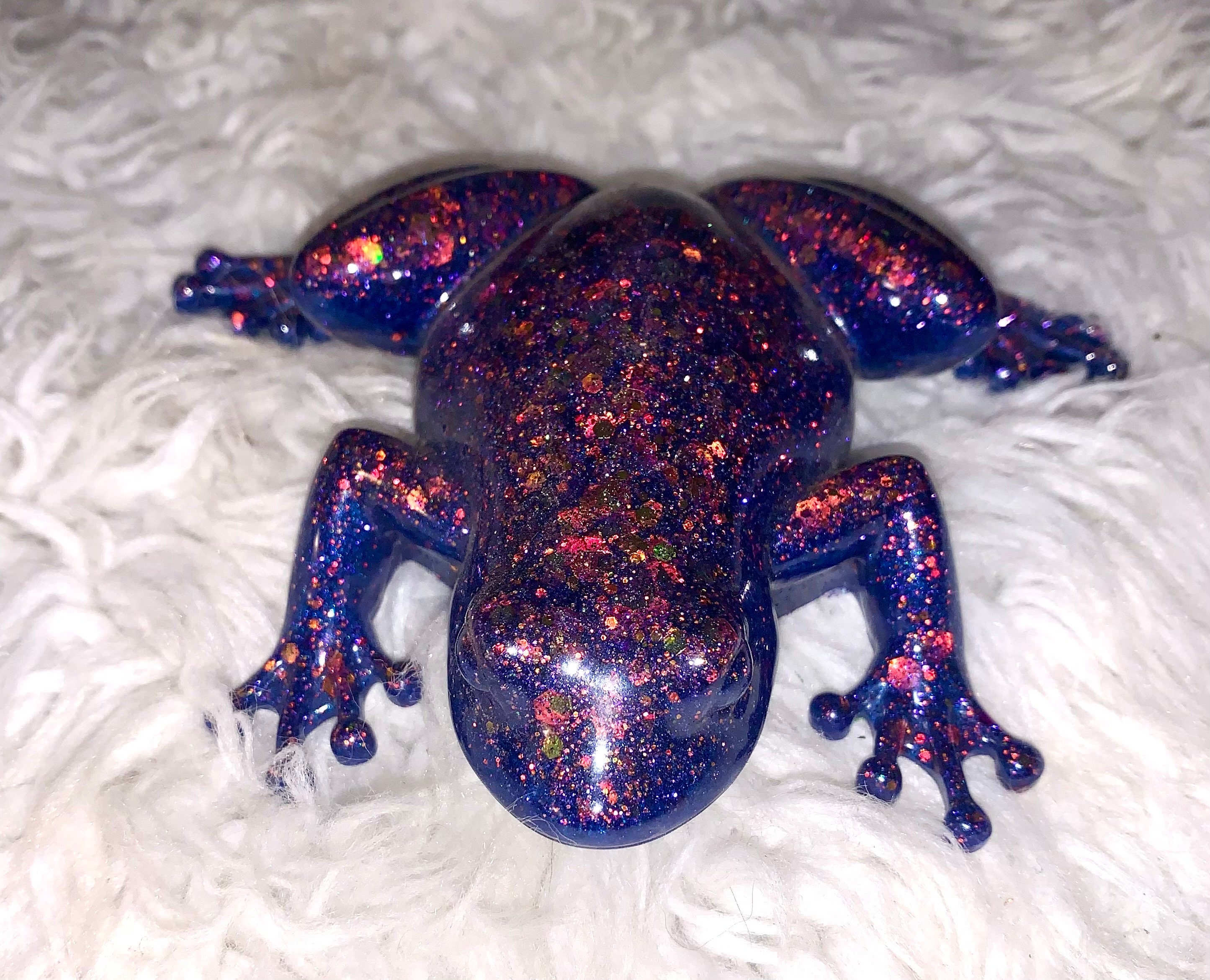 Resin Frog, Glitter Frog, Paperweight, Resin Frog, Multi Colored Frog ...