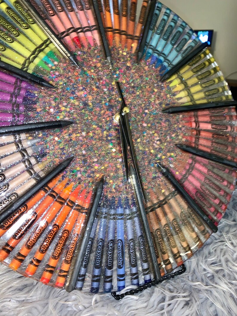 Resin Clock, Crayon Clock, Classroom Decor, Gift for Teacher, Nursery ...