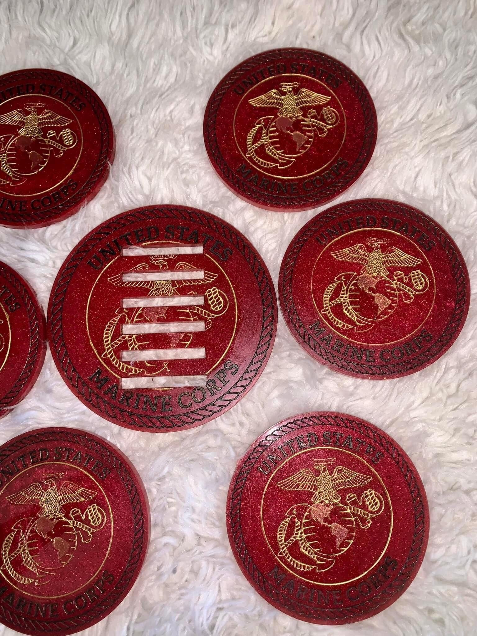 USMC Coasters, Marine Corps Coasters, Military Coasters, Military Decor ...