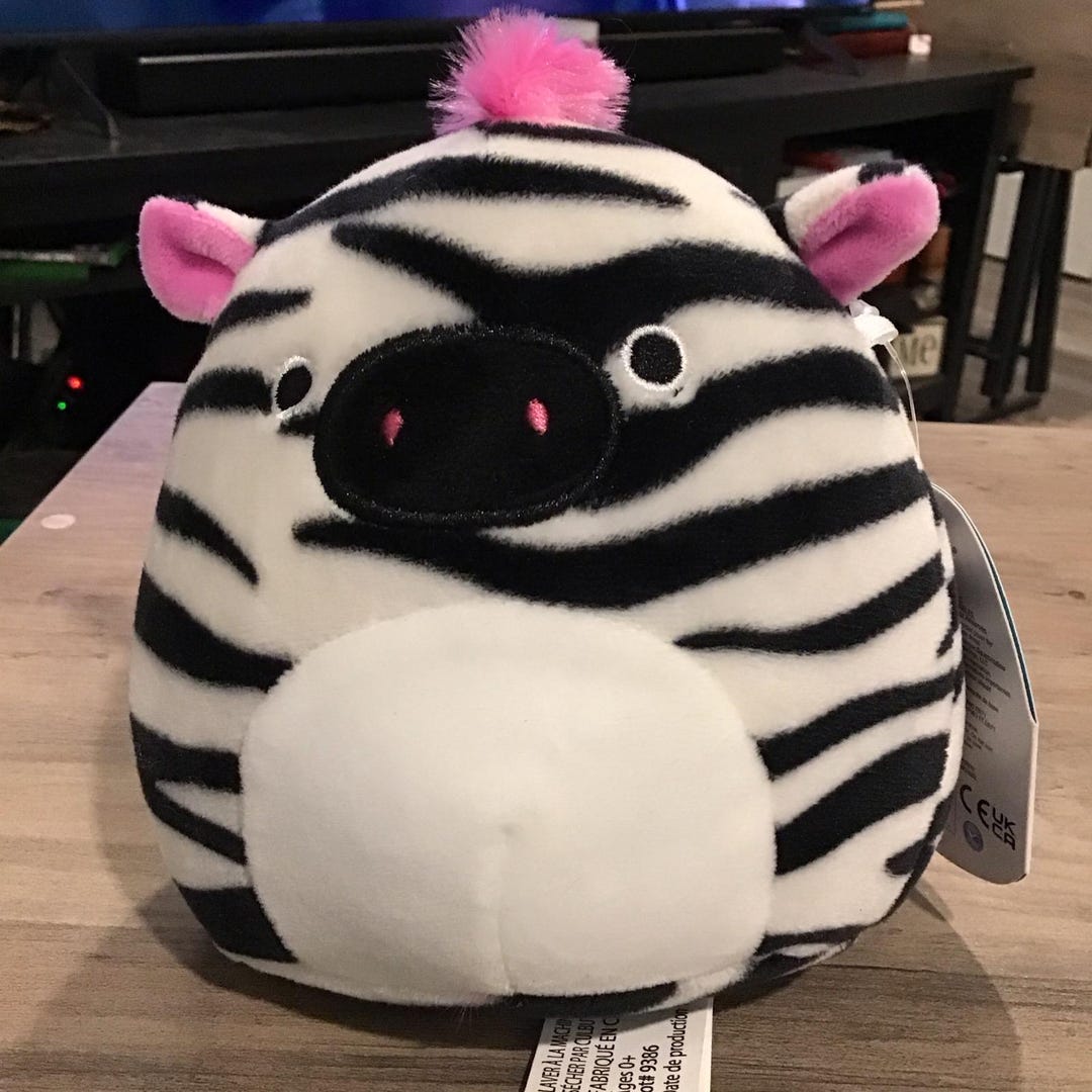 Squishmallow Kellytoy 5" Tracey the Zebra With Pink Ears Mane & Tail ...
