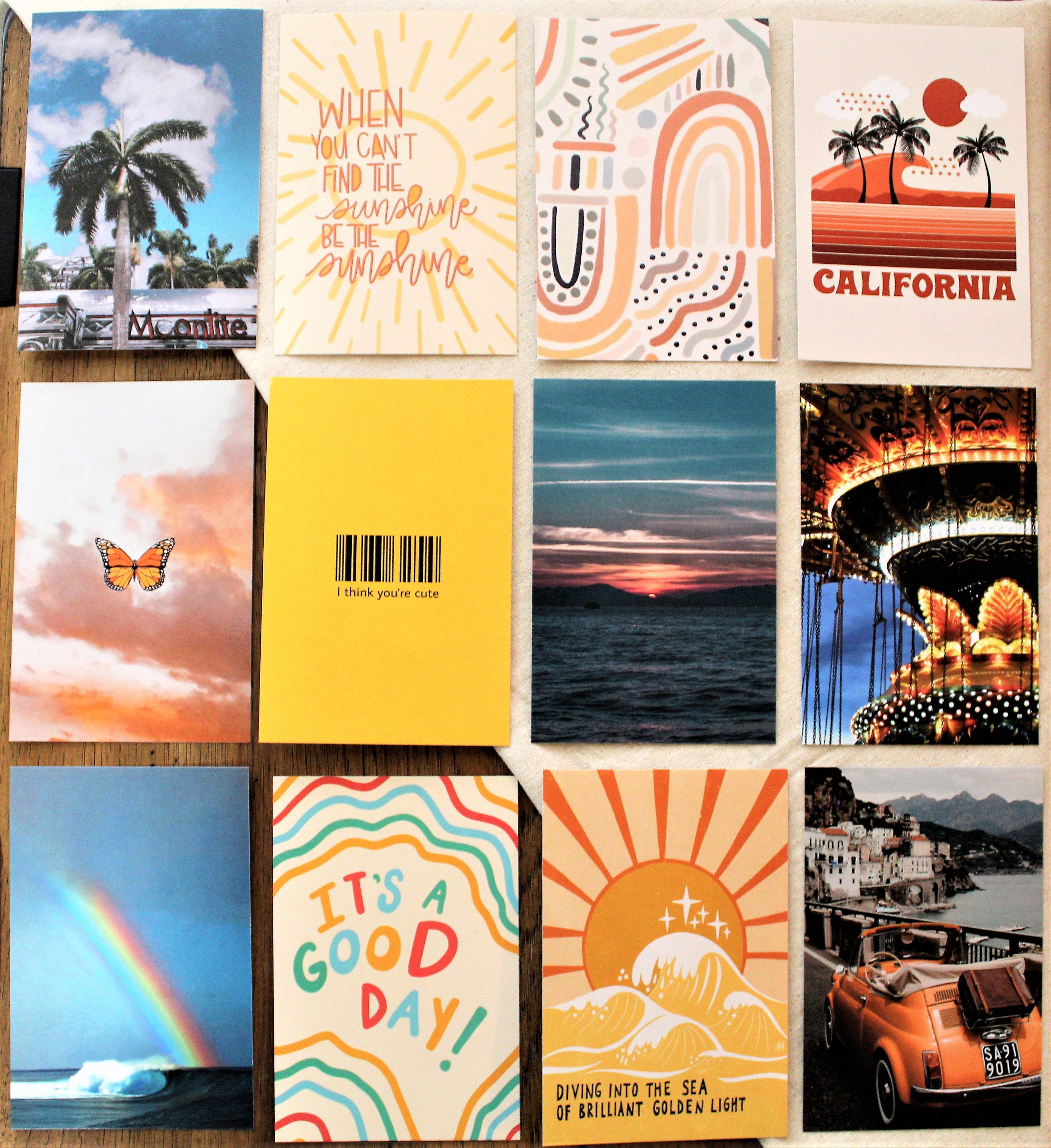 Assorted California Retro Aesthetic Postcards | Set of 5 Blank ...