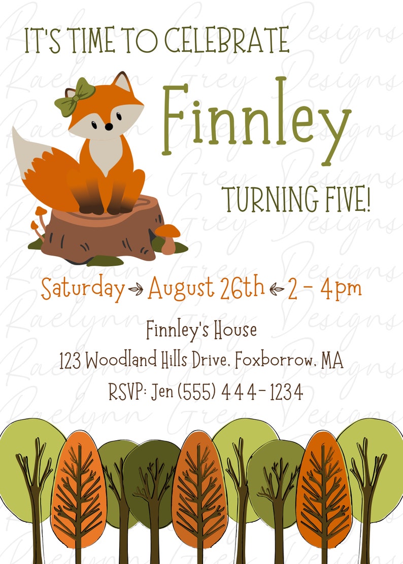 Editable Fox Birthday Party, Fox Invitation, Cute Fox Party Invitation ...