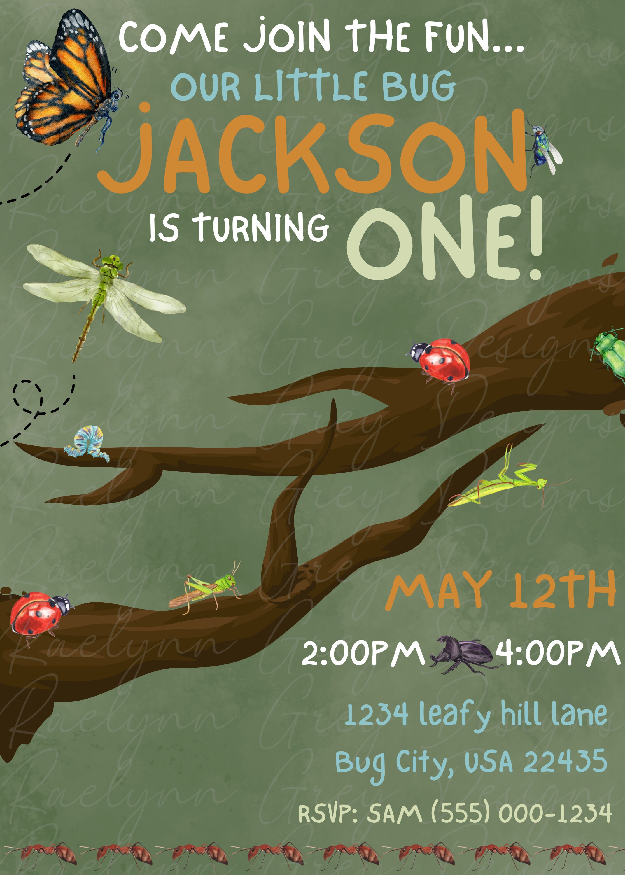 Editable Little Bug Party, Bug Invitation, First Birthday Invitation ...