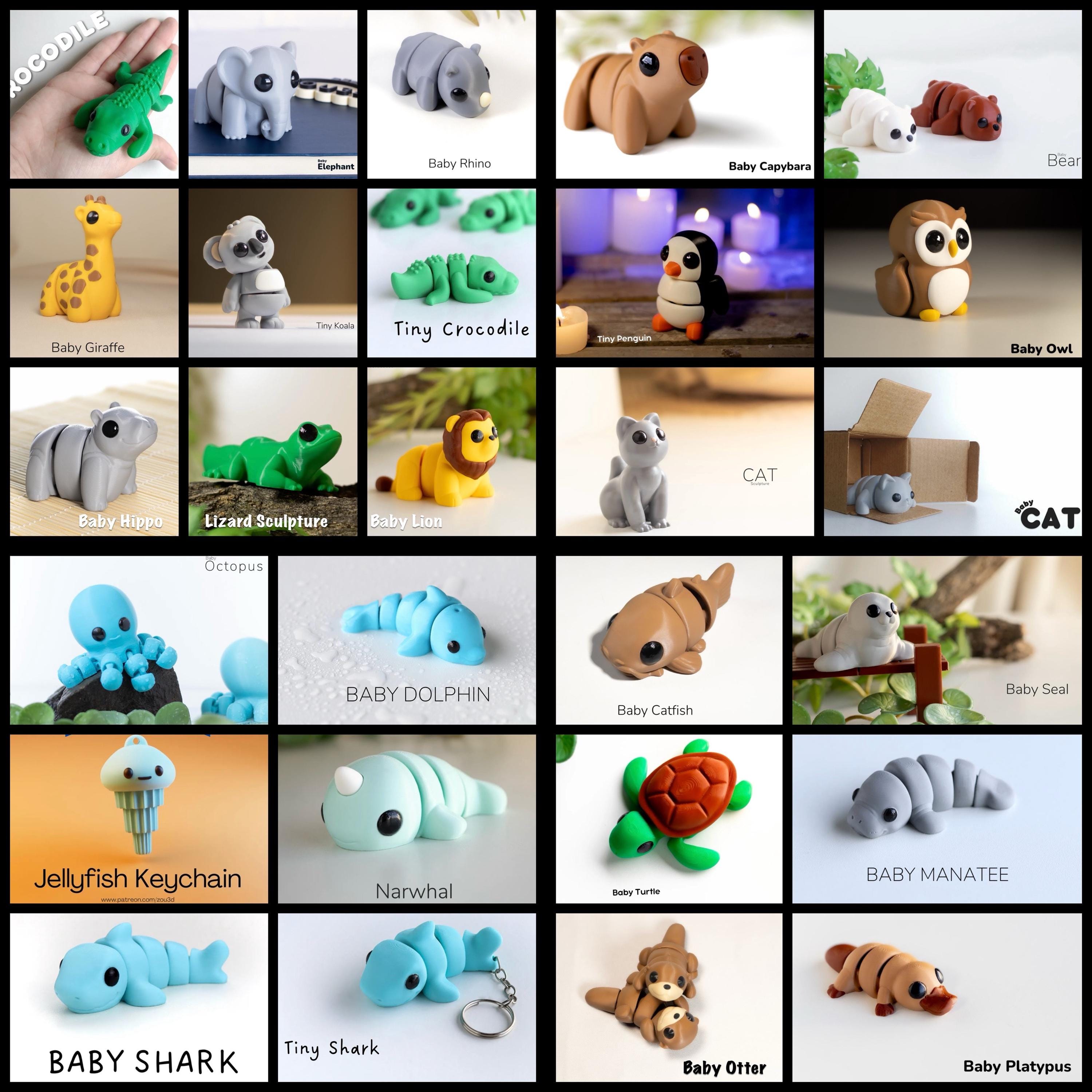 3D Printed Articulating Mini Animals: Flexi Fidget Desk Pets - Etsy