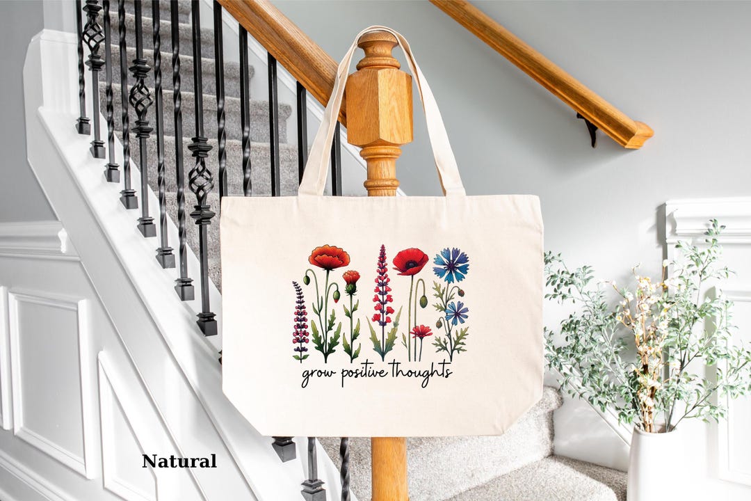 Grow Positive Thoughts Tote Bags, Growth Mindset Bag, Mental Health Bag ...