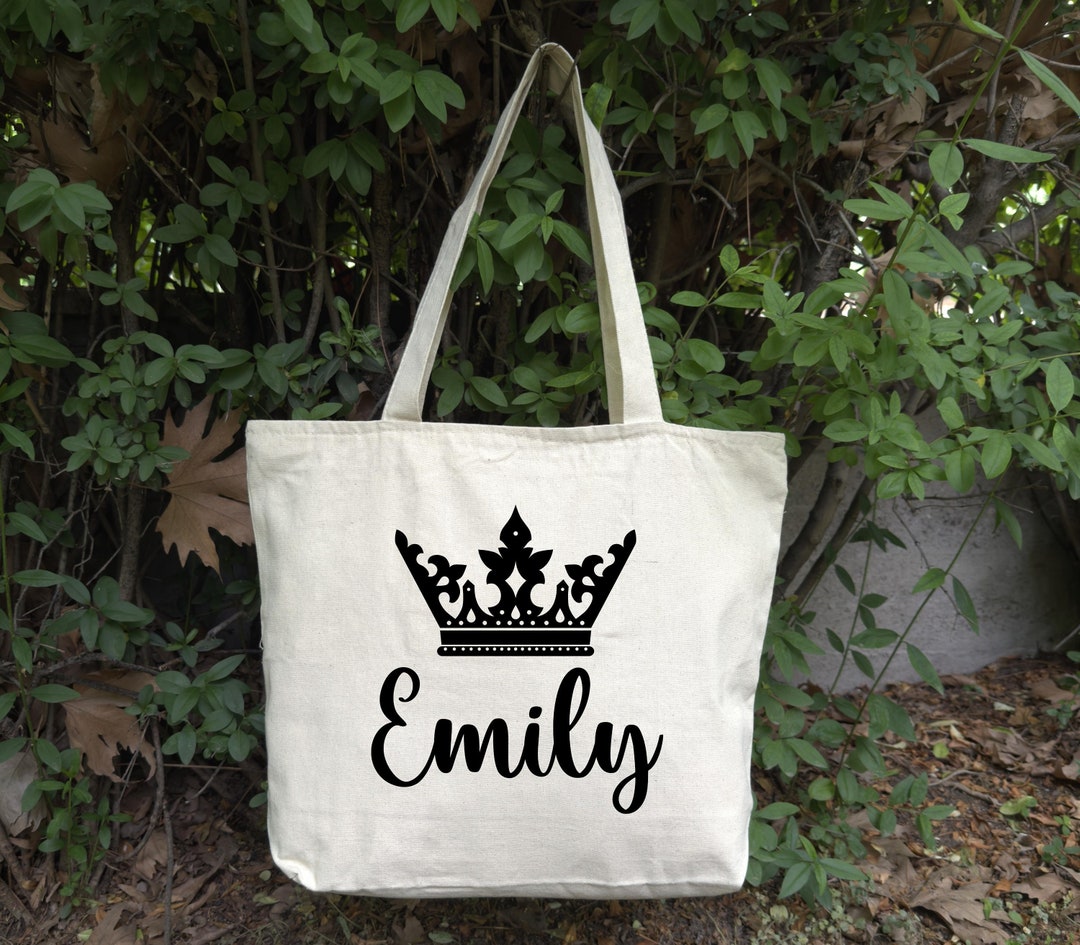 Personalized Name Tote Bag, Personalized Gift Bag, Crown Tote Bags ...