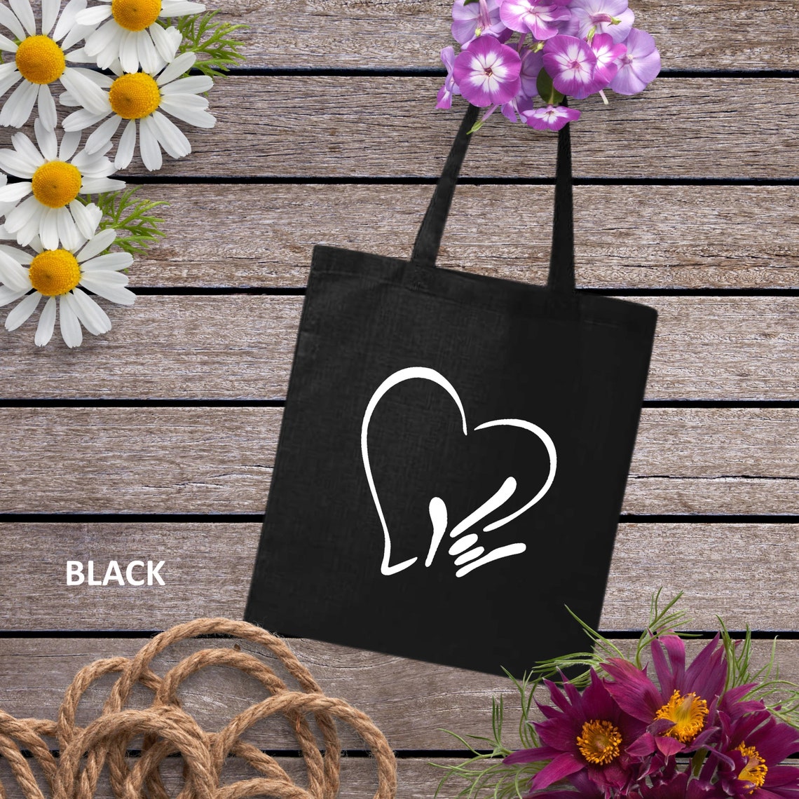 Sign Language I Love You Heart Bag Love Tote Bag American - Etsy