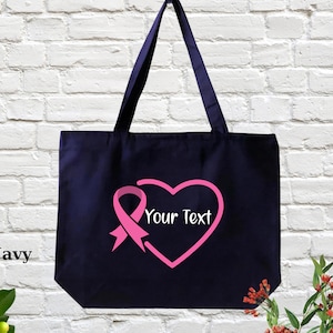 Warriors Wear Pink Tote Bag, Canvas Bag, Breast Cancer Tote Bag, Pink ...