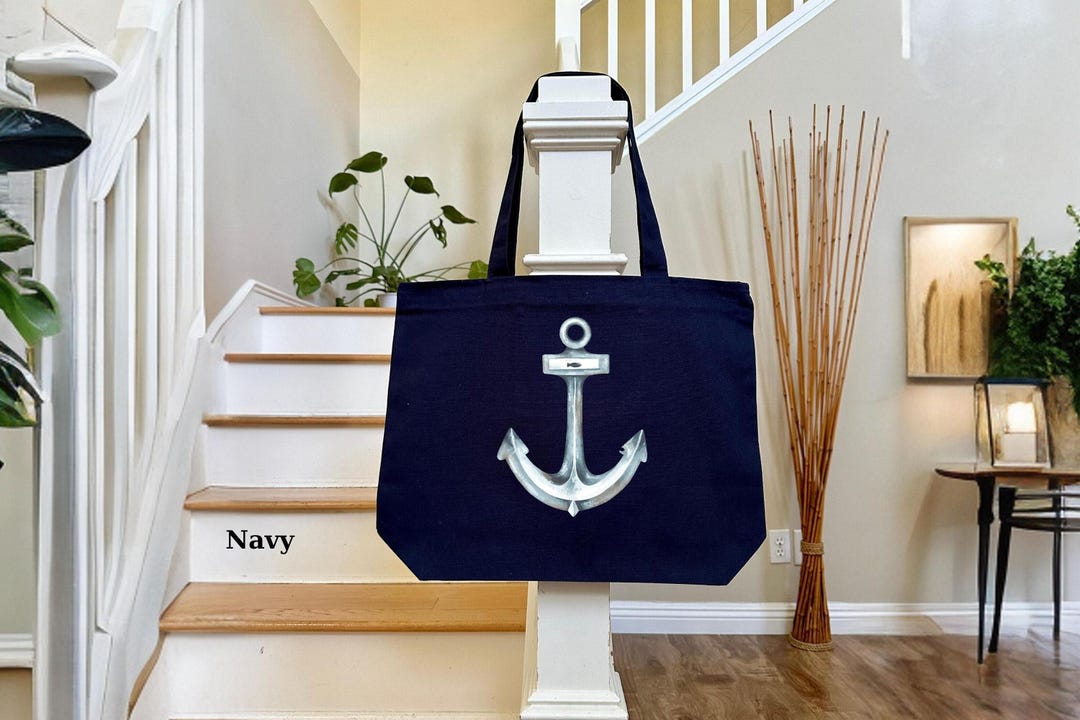 Nautical Anchor Beach Tote Bag, Stylish Ocean-themed Bag for Shopping ...