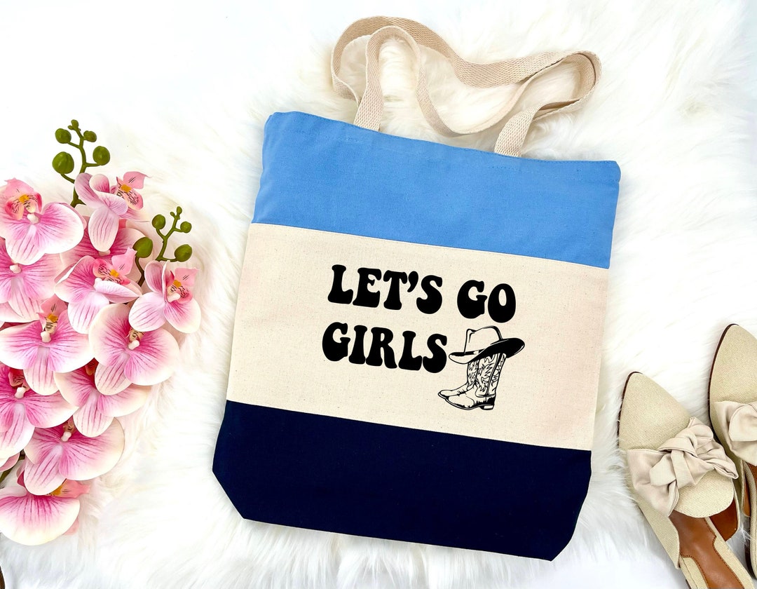 Cowgirl Tote Bag Lets Go Girls, Western Canvas Travel Bag, Girls Trip ...
